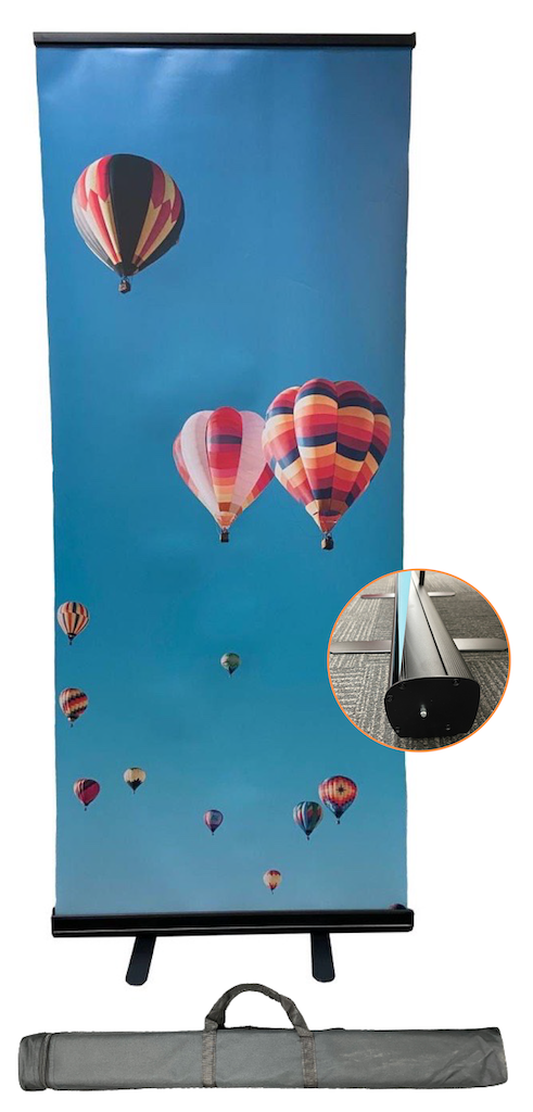 Product: DISPLAY ROLL UP, BLACK 850 X 2M, MODEL2, BLK PADDED BAG WITH ...